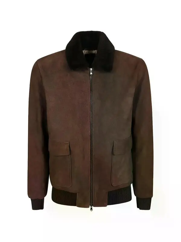 BARBA NAPOLI Shearling-collar Bomber Jacket