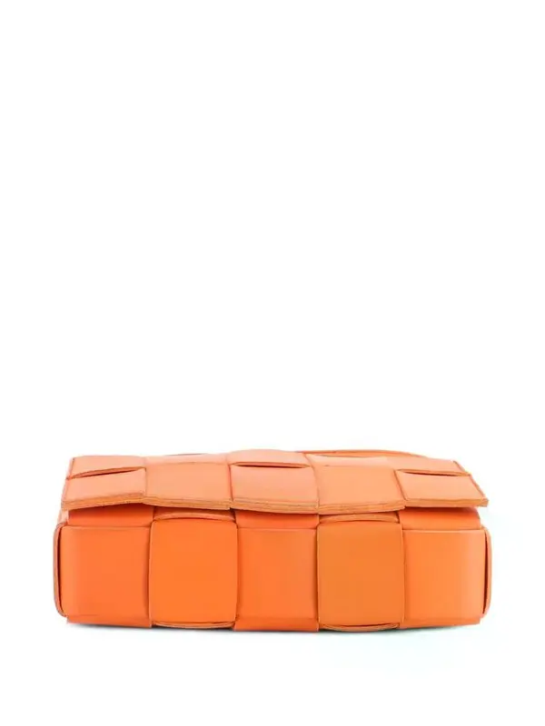 Bottega Veneta Cassette Maxi Intrecciato Leather Small Cross Body Bag - Orange