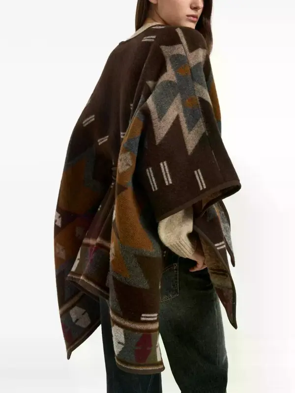 BAZAR DELUXE Geometric Pattern Belted Cape