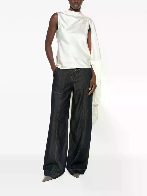 SELF-PORTRAIT Contrast-stitch Wide-leg Jeans