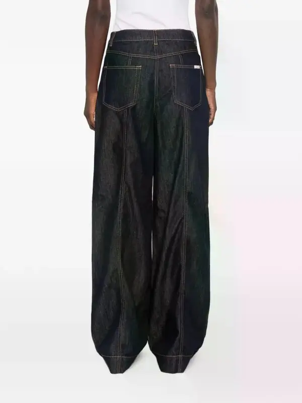 SELF-PORTRAIT Contrast-stitch Wide-leg Jeans