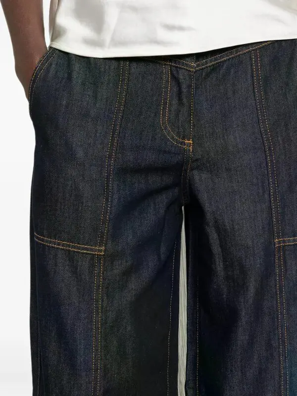 SELF-PORTRAIT Contrast-stitch Wide-leg Jeans