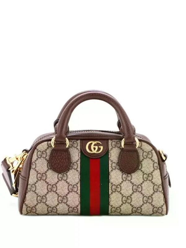 Gucci Gg Coated Canvas With Leather Mini Crossbody Bag - Brown