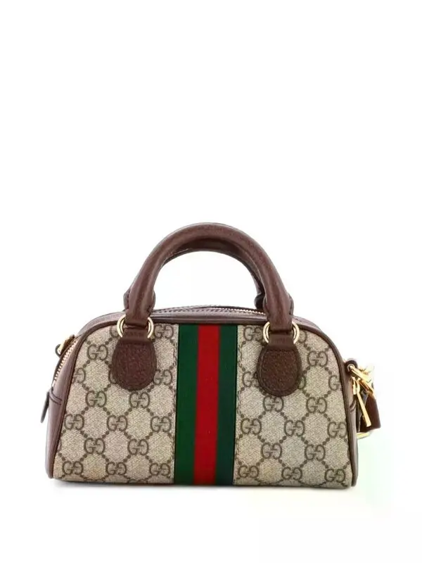 Gucci Gg Coated Canvas With Leather Mini Crossbody Bag - Brown