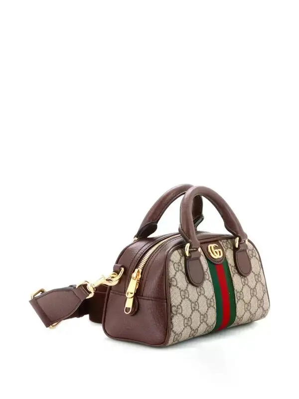 Gucci Gg Coated Canvas With Leather Mini Crossbody Bag - Brown