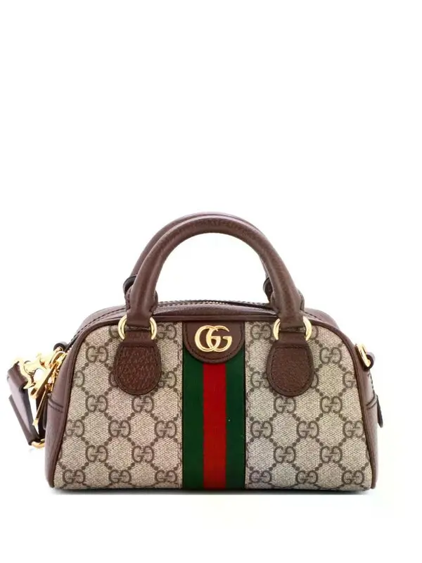 Gucci Gg Coated Canvas With Leather Mini Crossbody Bag - Brown