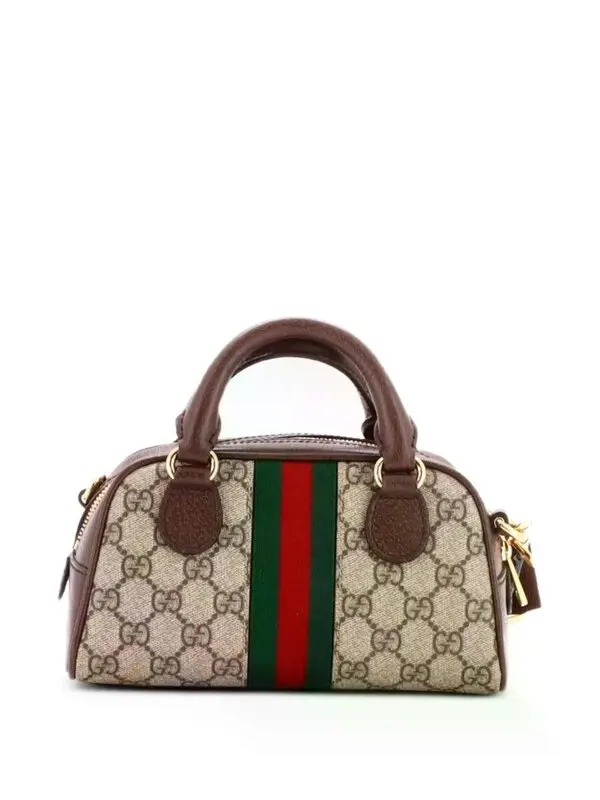 Gucci Gg Coated Canvas With Leather Mini Crossbody Bag - Brown