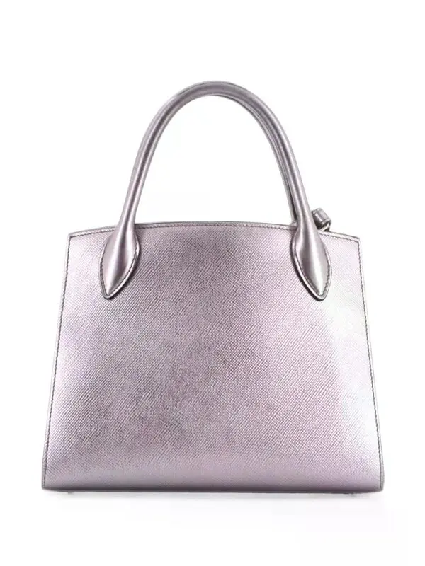 Prada Monochrome Saffiano With City Calf Small Tote Bag