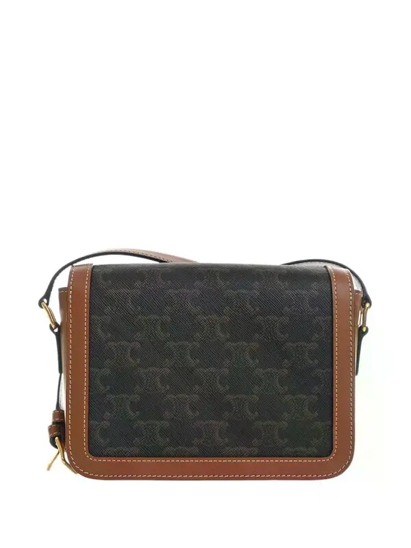 Celine Teen Triomphe Coated Canvas And Calfskin Triomphe Cross Body Bag - Brown