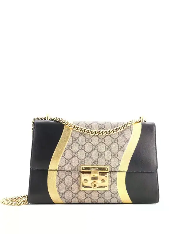 Gucci Padlock Gg Coated Canvas And Leather Medium Shoulder Bag - Black