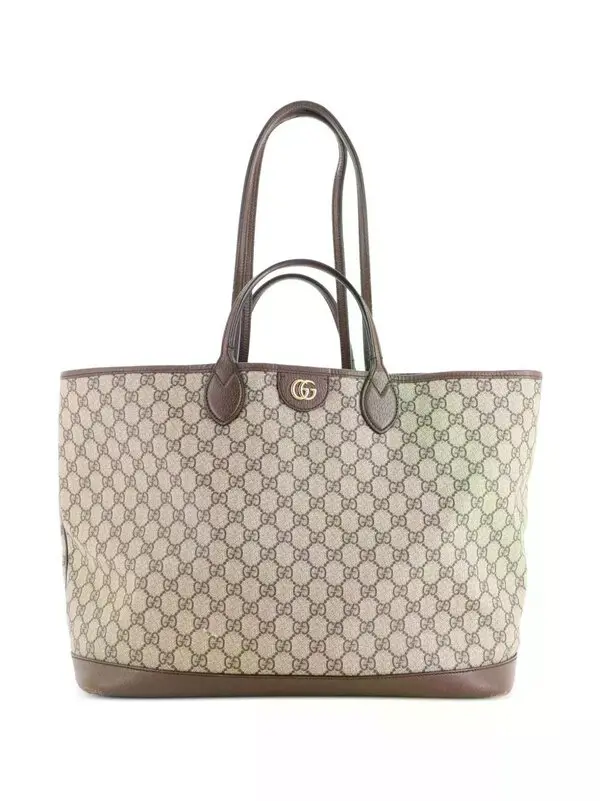 Gucci Ophidia Gg Coated Canvas And Leather Medium Tote Bag - Brown