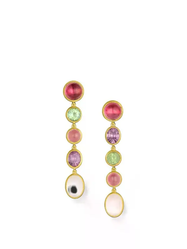 LEIGH MAXWELL Tourmaline And Moonstone Drop Earrings