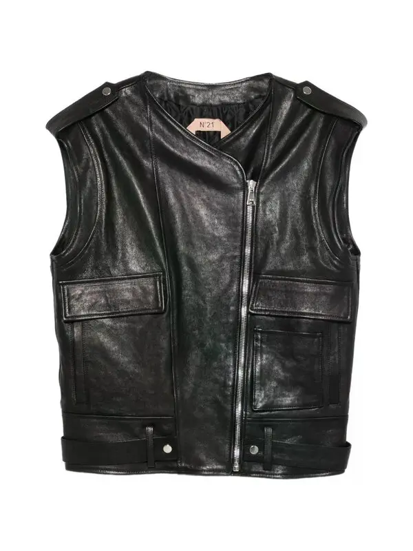 N°21 Biker-style Leather Gilet