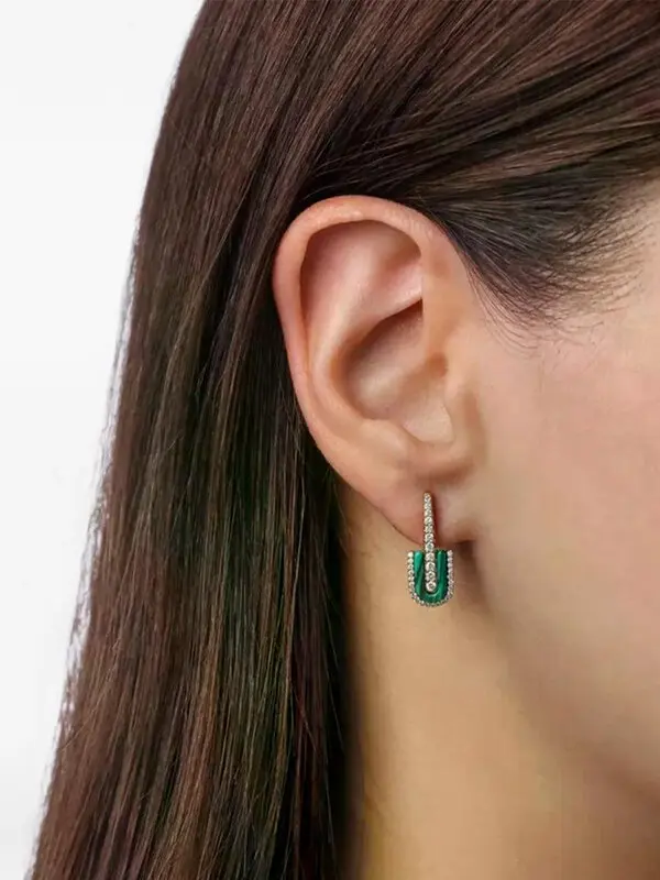 U LOS ANGELES Drop Malachite Earrings - Gold