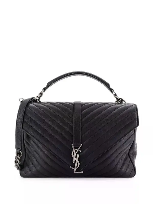 Saint Laurent Classic Monogram College Bag Matelasse Chevron Leather Large Shoulder Bag