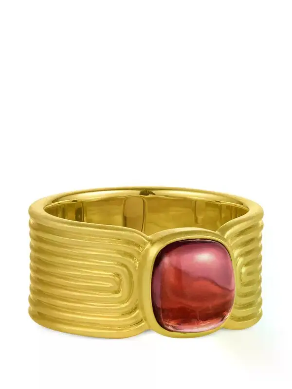 LEIGH MAXWELL Pink Tourmaline Cabochon Ridge Ring - Gold