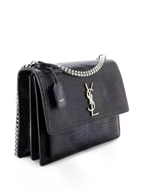 Saint Laurent Sunset Crocodile Embossed Leather Large Crossbody Bag
