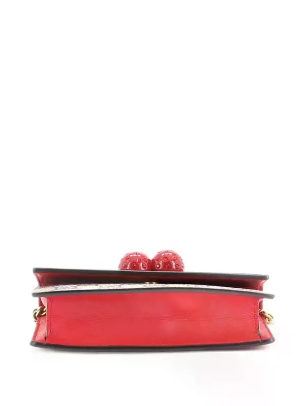 Gucci Cherries Wallet On Chain Gg Coated Canvas Mini Crossbody Bag - Brown