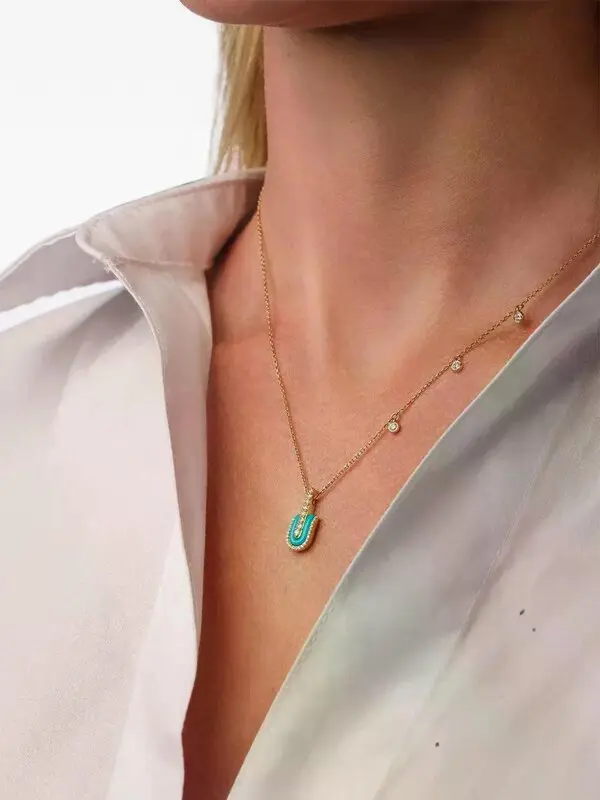 U LOS ANGELES U Solo Turquoise And Diamond Necklace