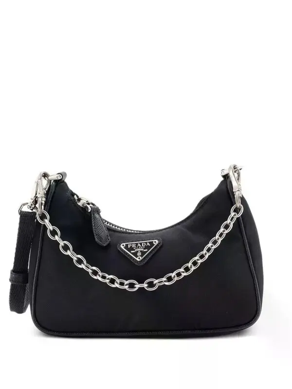 Prada Re-edition Tessuto Mini Hobo Shoulder Bag - Black