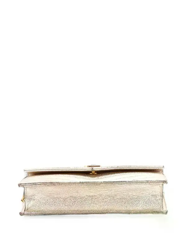 Saint Laurent Classic Monogram Wallet On Chain Matelasse Chevron Metallic Leather Small Crossbody Bag - Silver