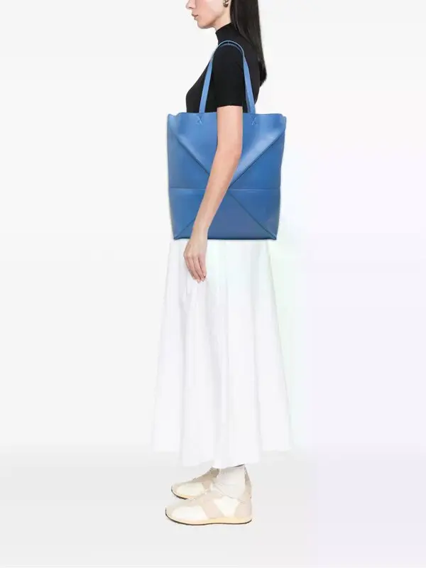 Loewe Large Shiny Calfskin Puzzle Fold Tote Bag