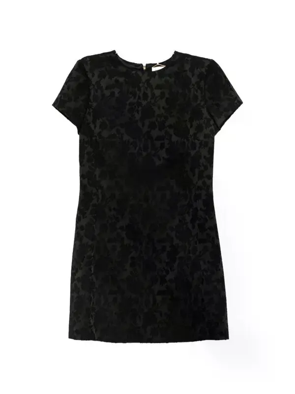 Saint Laurent Floral-jacquard Short-sleeve Mini Dress