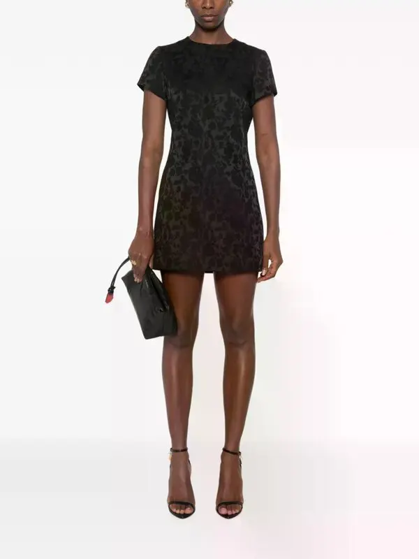 Saint Laurent Floral-jacquard Short-sleeve Mini Dress