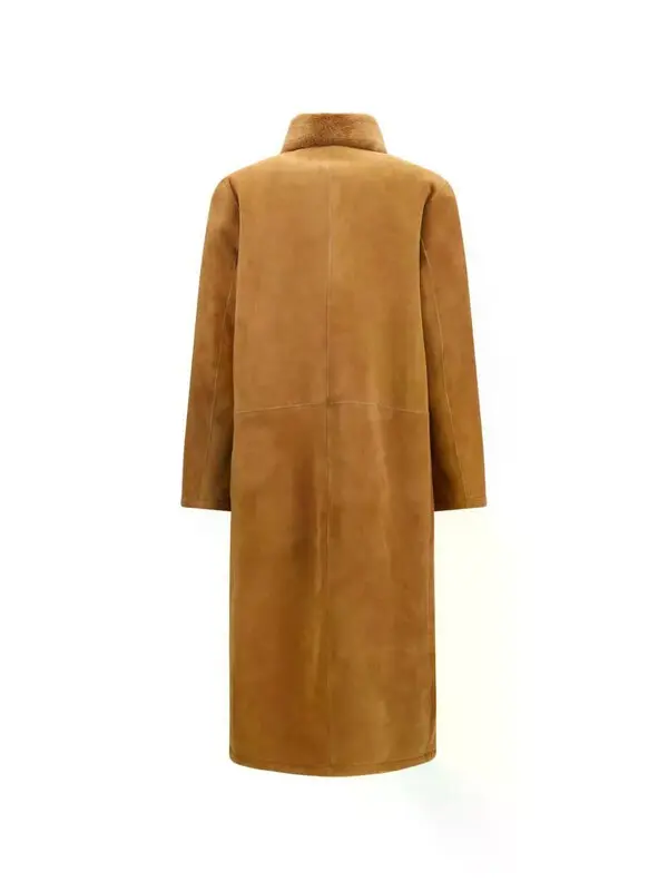 SWORD 6644 Shearling-collar Leather Coat