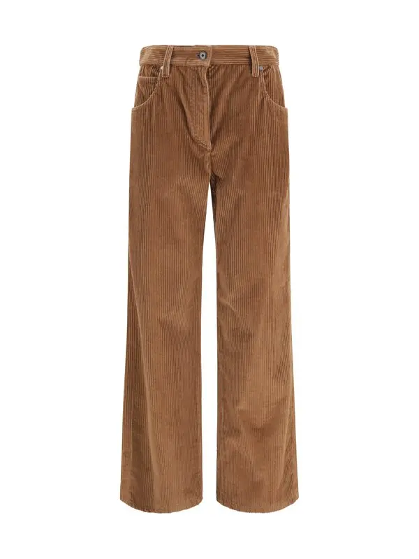 Brunello Cucinelli Straight Velvet Pants - Brown
