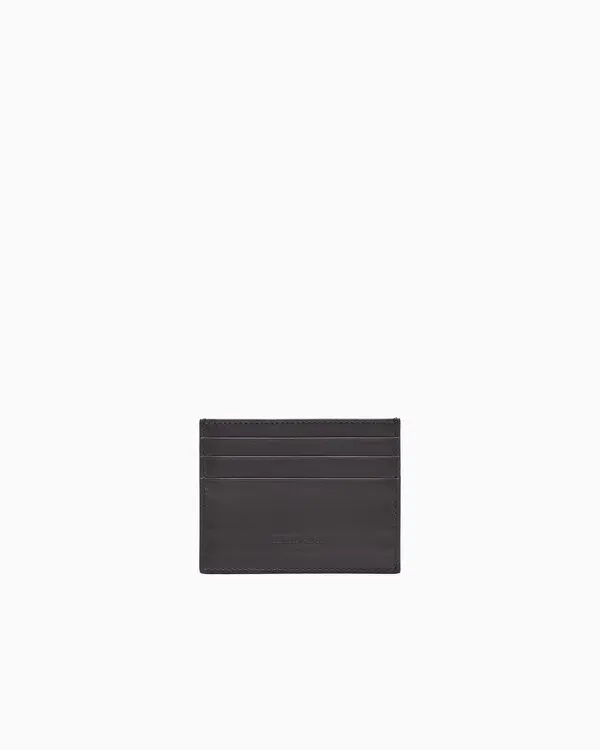 Giorgio Armani Credit Card Holder In Nappa Leather With An Embossed Logo - Brown