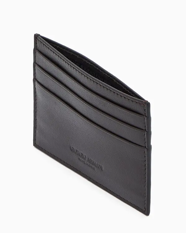 Giorgio Armani Credit Card Holder In Nappa Leather With An Embossed Logo