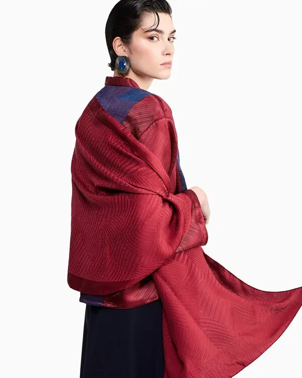 Giorgio Armani Stole In Silk With Jacquard Pattern