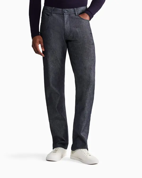Giorgio Armani Regular Fit 5-pocket Pants In Stretch Cashmere-blend Denim