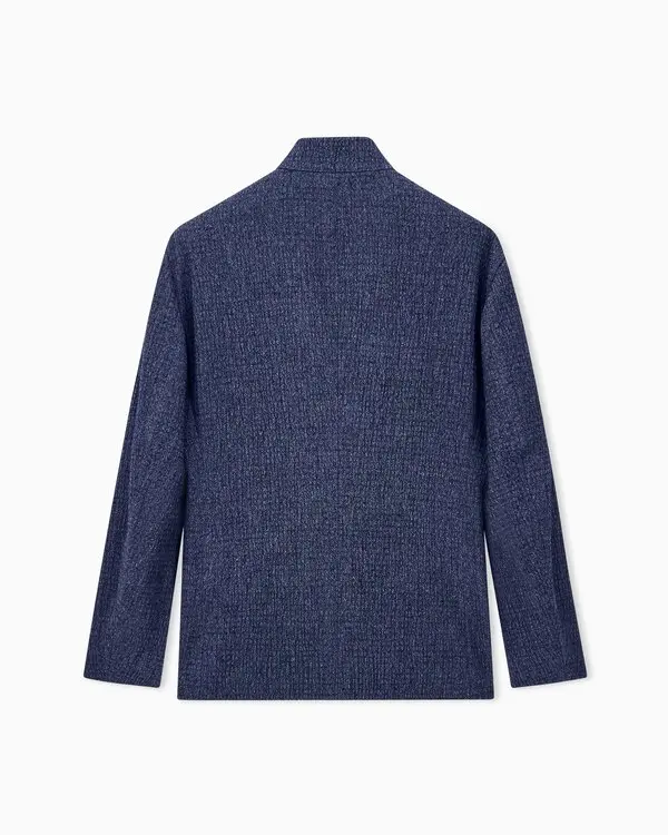 Giorgio Armani Blazer Regular Fit Denim-effect Froissé Wool Silk Cashmere