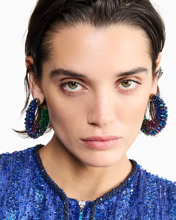 Giorgio Armani Hoop Earrings With Swarovski Crystals