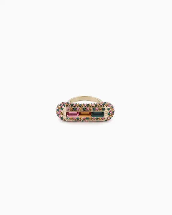 Giorgio Armani Ring With Swarovski Crystals - Green