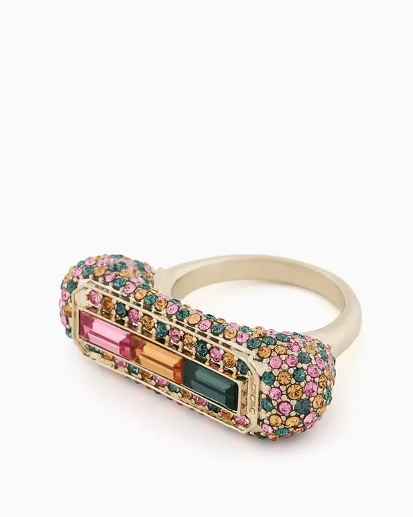Giorgio Armani Ring With Swarovski Crystals - Green