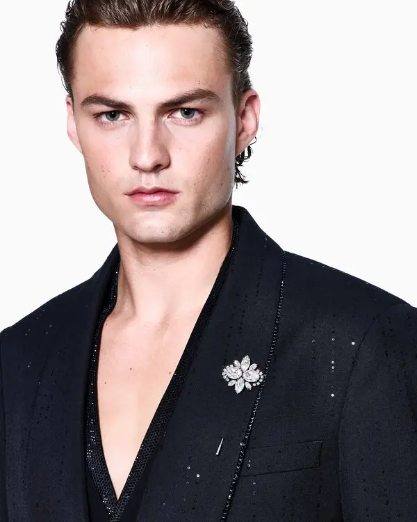 Giorgio Armani Metal Pin With Floral Element