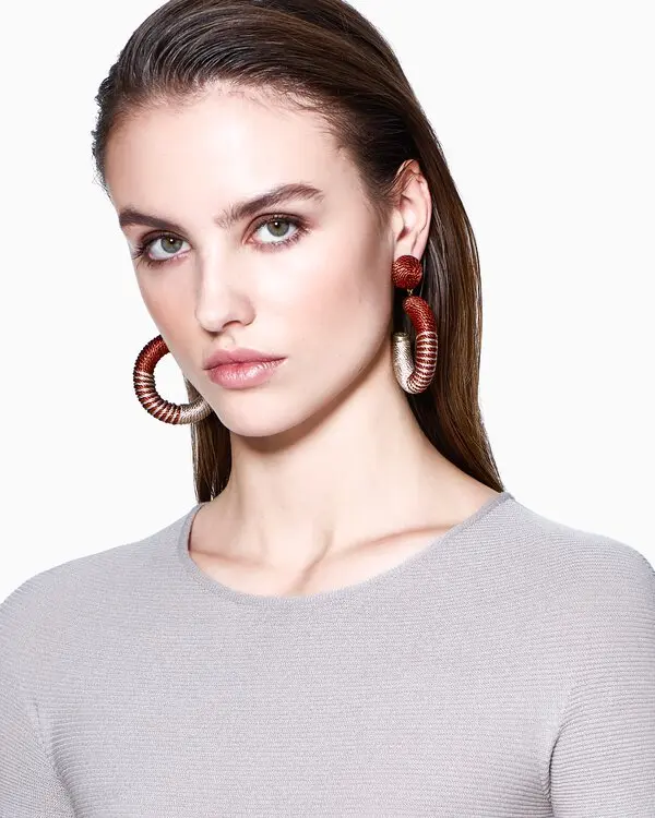 Giorgio Armani Two-tone Cord Hoop Earrings - Red