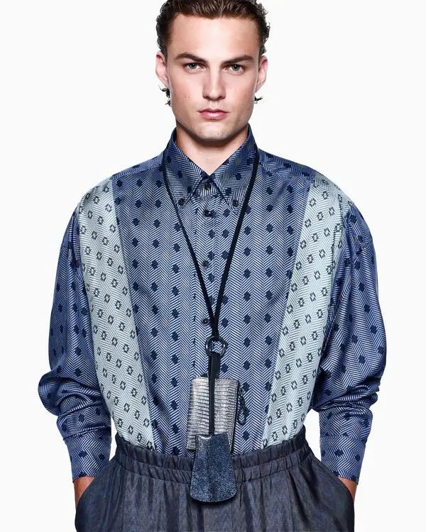 Giorgio Armani Printed Leather Keyring