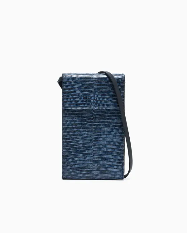 Giorgio Armani Printed Leather Mobile Phone Case - Navy Blue