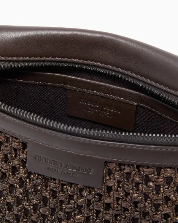 Giorgio Armani Raffia Clutch Bag With Leather Details