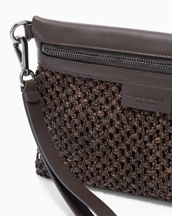 Giorgio Armani Raffia Clutch Bag With Leather Details
