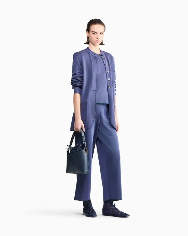 Giorgio Armani Ribbed Viscose-blend Trousers