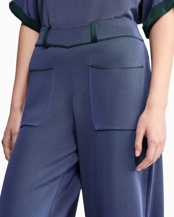 Giorgio Armani Ribbed Viscose-blend Trousers