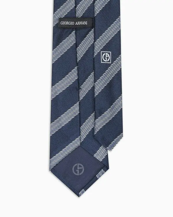 Giorgio Armani Silk Tie With Jacquard Stripes - Blue