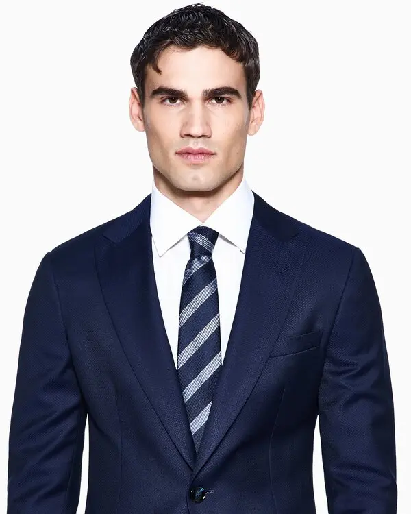 Giorgio Armani Silk Tie With Jacquard Stripes - Blue