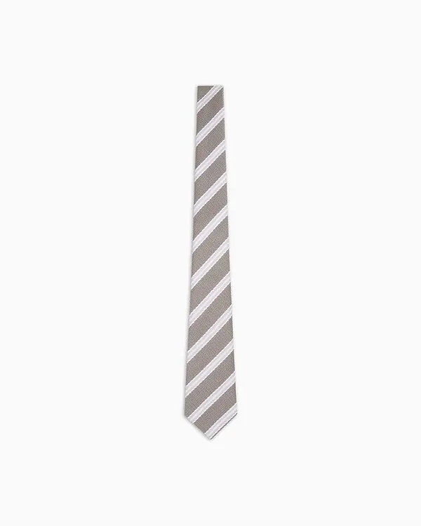 Giorgio Armani Silk Tie With Jacquard Stripes - Grey