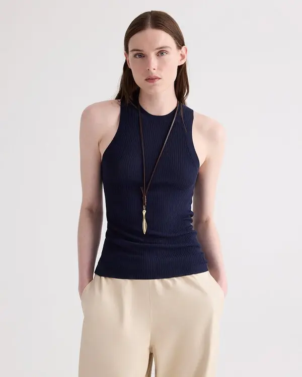 TWP Viscose Silk Port Tank - Midnight